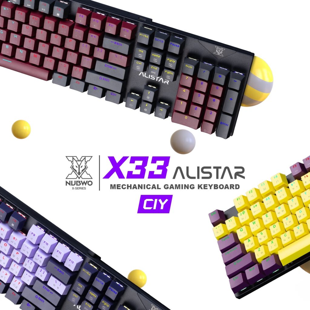 คีย์บอร์ดเกมมิ่ง รุ่น ALISTAR X33 CIY มีไฟ Mini RGB | NUBWO